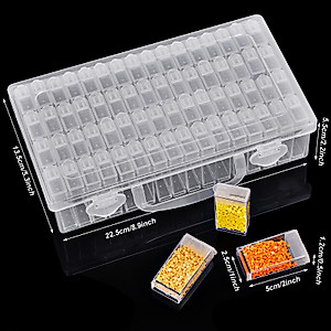 Quefe 2 Pack 64 Grids Diamond Painting Storage Containers 5D Plastic Box Bead Storage Organizer Boxes Diamond Painting Accessories with 300pcs Label Stickers for Diamonds, Beads DIY Art Craft Storage