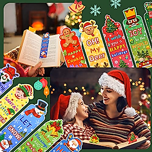 150Pieces Christmas Bookmarks Party Favor 30 Designs, Double Sided Christmas Holiday Bookmarks Christmas Character Bookmarks Santa Snowman Reindeer Christmas Tree for Students Christmas Favors