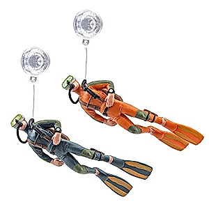 Aquarium Resin Decorations Diver For Fish For Tank Aquatic Pet Supplies With Floating Transparent Ball & Fishing Line Small Aquarium Decorations For Small Tank Betta Fish Aquarium Diver Decor Floating