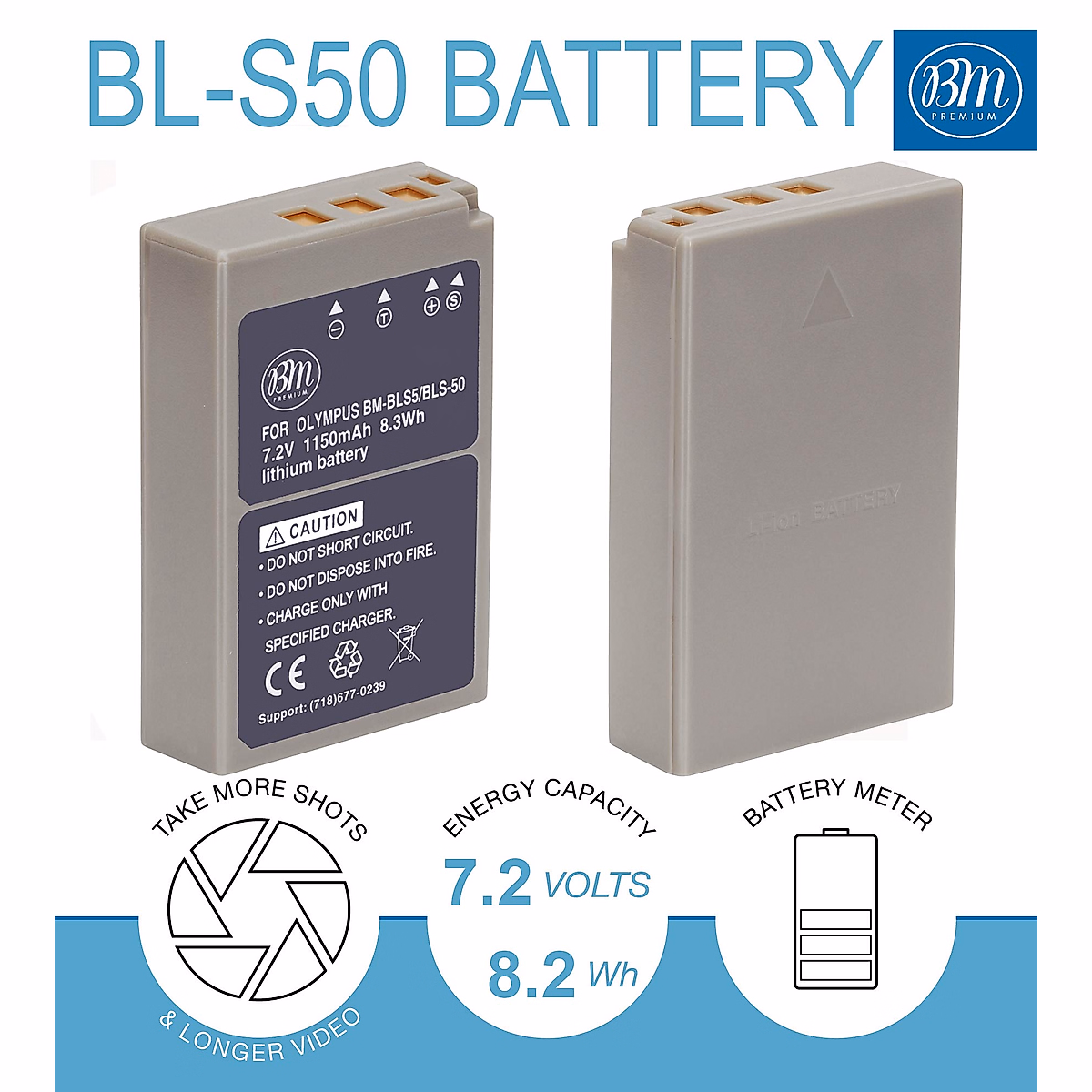BM Premium 2 BLS-50, PS-BLS5 Batteries and Dual Bay Charger for Olympus OM-5, OM-D E-M5 III, E-M10, E-M10 III, E-M10 IV, E-PL8 E-PL9 E-PL10 Stylus 1 Cameras