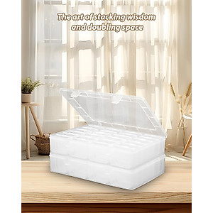 75Pcs Small Bead Organizer Box, Clear Rectangles Bead Storage Containers with Lids, Plastic Craft Storage Box Bead Cases, Mini Small Parts Organizer for Jewelry Nail Screws Seeds and Labels