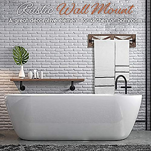 Autumn Alley Farmhouse Rustic Towel Rack Holder - Wood Towel Rack - Farmhouse Towel Holder for Rustic Bathroom and Farmhouse Kitchen Style Décor - 24" Wall Mounted, Rustic Brown