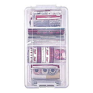 AB Designs 6925ABD Semi Satchel with Removable Dividers, Stackable Home Storage Organization Container, Clear with Sliver Latches and Handle