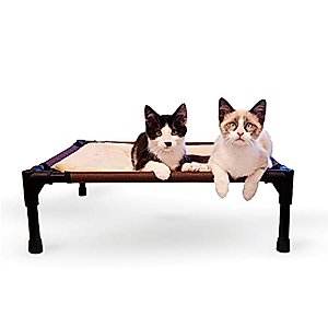 K&H PET PRODUCTS Comfy Pet Cot Elevated Pet Bed Cot - Chocolate/Tan, Small 17 X 22 X 7 Inches