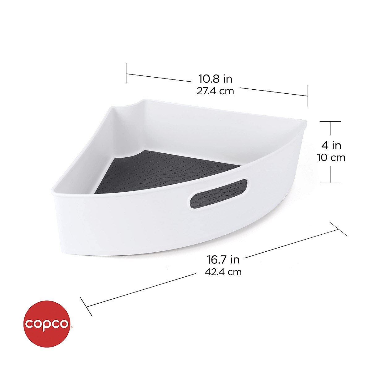 Copco Wedge Organizer for Lazy Susan, 10.8 x 16.7 x 4 Inch, White and Charcoal Gray