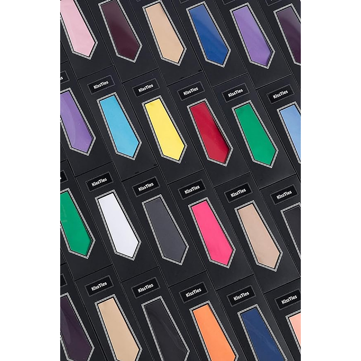 KissTies Mens Striped Necktie Black Gray Tie + Gift Box