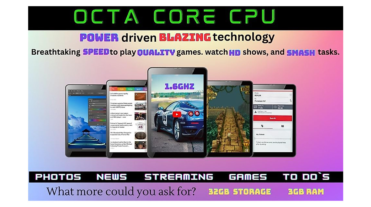 Azpen 8" LTE Tablet | Android 12, 3GB RAM, 32GB Storage