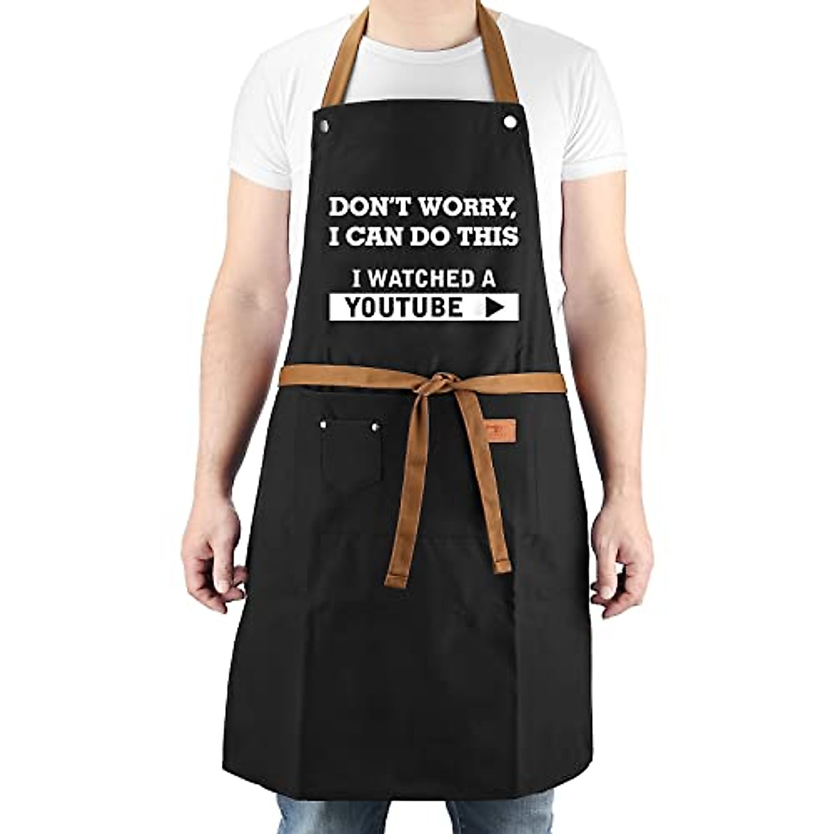 Gifts for Men Women, Funny Saying Apron with 3 Tool Pockets Adjustable Neck Strap, Waterproof, Gifts for Dad, Husband, Friends, Birthday Gifts, Gag Gifts, BBQ Cooking Chef Apron, Valentine's Day Gift