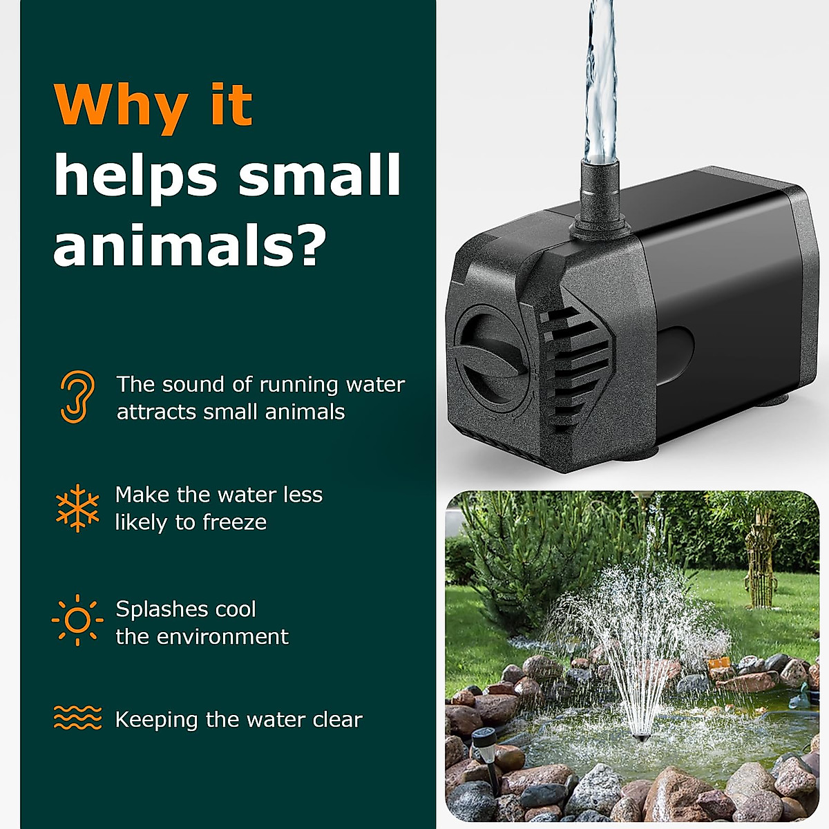 POPOSOAP Solar Water Fountain Pump, 20W Solar Powered Water Pump 320GPH Flow Adjustable, Solar Fountain Pump with 17Ft Cord Length for Ponds, Fish Tank, Wildlife Garden, Waterfall