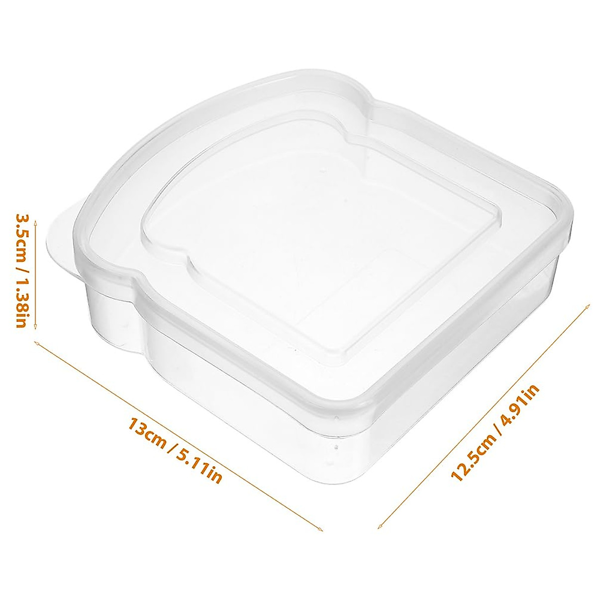 Luxshiny Toast Shape Sandwich Box 2pcs Clear Plastic Sliced Toast Holder Microwave and Freezer Safe Food Storage Container for Camping