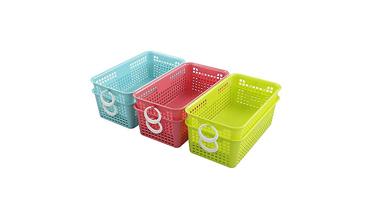 Colorful Small Plastic Storage Baskets - Organize Your Desktop Easily