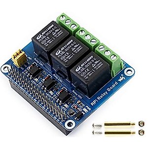 waveshare RPi Relay Board Raspberry Pi Expansion Board, Three Channel (3-CH) Power Relay Module for Raspberry Pi 4B/3B+/3B/2B/A+/B+, Loads up to 5A 250V AC or 5A 30V DC
