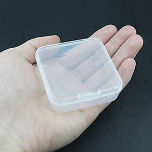 LJY 32 Pieces Square Mini Clear Plastic Storage Containers Box Case with Lids for Small Items and Other Craft Projects (2.5 x 2.5 x 0.8 inch, Transparent)