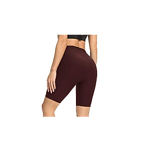 LastFor1 Women's 8" Volleyball Shorts High Waist Yoga Shorts Compression Workout Running Athletic Shorts Wine Red XXL