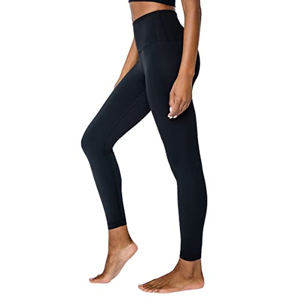 Yogalicious High Waist Ultra Soft Lightweight Leggings - High Rise Yoga Pants - Black Lux 25" - Large