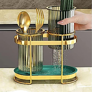 Yalych Utensil Caddy Kitchen Cutlery Organizer Spoon Fork Cage Drain Storage Holder Tableware Shelf Box Accessories Wall Mounted Chopstick Tube Pen Holder