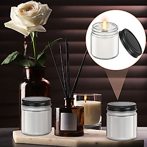 32 Pcs Thick Glass Jars with Lids Canning Jars 8 oz Clear Round Candle Jars Wide Mouth Pickle Jars with Lids Glass Storage Containers with Lids for Spice Powder Liquid Lotion Honey, Dishwasher Safe