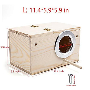 Evomosa Bird Nests Pet Bird Wood Breeding Box(L（11.4 x 5.9 x 5.9 in）)