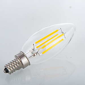 E14 LED Bulb Dimmable 40W Equivalent 3000K Soft White, E14 European Candelabra Base Light Bulbs, Clear Glass Torpedo Shape, 6 Pack