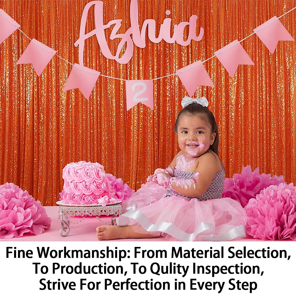 ShinyBeauty Sequin Curtains 2 Panels 4x10ft Orange Sequin Backdrop Curtains Sparkly Curtain Selfie Wall for Parties Wedding Decoration