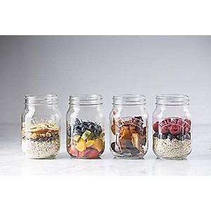 Kilner Snack On The Go Glass Jar Set Stainless Steel Cup Keeps Dry Ingredients Separate from Wet Foods, 17-Fluid Ounces, 0.5L