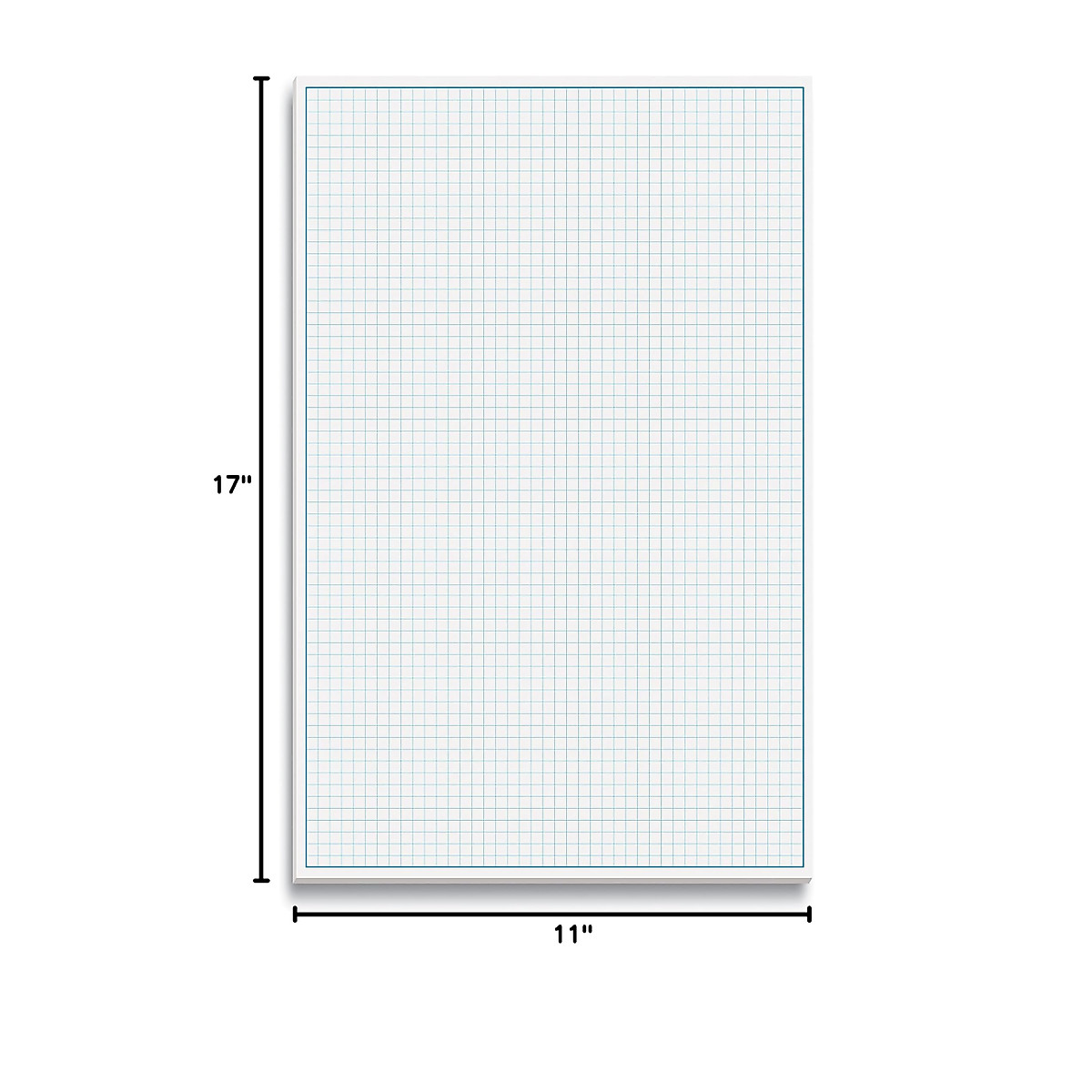 Graph Paper Pad, 17" x 11", 25 Sheets, Blue Line Border, Blueprint Paper, Double Sided, White, 4x4 Blue Quad Rule, Easy Tear Sheets, Grid Paper, Graph Paper by Better Office Products