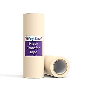 Vinyl Ease 12inch x 100 feet roll of Paper Transfer Tape with a Medium to High Tack Layflat Adhesive. Works with a Variety of Vinyl. Great for Decals, Signs, Wall Words and More. American Made V0821