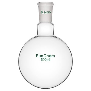 FunChem Single Neck 1 Neck Round Bottom Flask RBF, Glass Boiling Flask with 24/40 Standard Taper Outer Joint (500 mL)