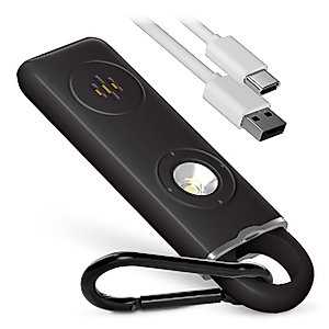 Personal Safety Alarm Keychain for Women Protection – USB Rechargeable 130 dB Self Defense Siren Panic Key Chain with Light and Low Battery Notice by WETEN (Black)