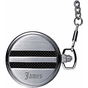 elighters Personalized Visol Turbo Black Dial Carbon Fiber Pocket Watch with Free Engraving