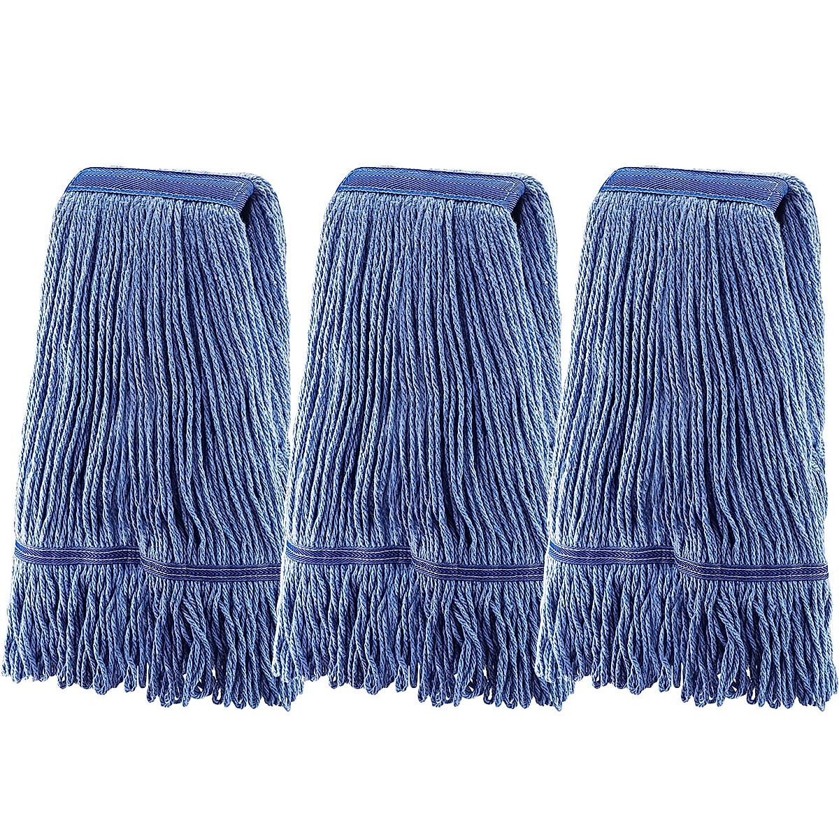 (3 Pack) Mop Head Replacement, Mop Heads Commercial ,Blue Cotton Looped End String, Wet Industrial Cleaning Vintage Mop Head Replacements Refill, Swinger Loop Mop, for Heavy Duty Mop Heads,Light Blue
