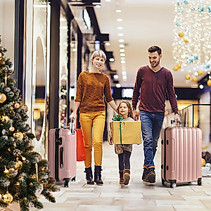 Karl home 4 Piece Luggage Sets, Travel Suitcase, Large Capacity Lightweight Luggage Sets with TSA Lock & Spinner Wheels, for Business, Travel, School Starts (16"/20"/24"/28"), Rose Gold