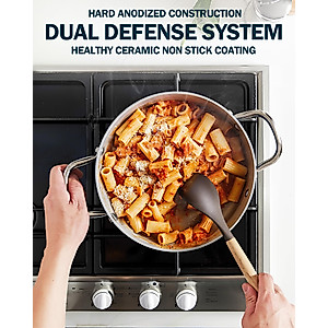 Cook N Home Non Stick Stock Pot with Lid, 6-Quart Hard Anodized Ceramic Nonstick Gumbo Pasta Pot, Induction Cookware Stockpot for Cooking, Canning, Sauce, Ollas para Cocina, Yellow