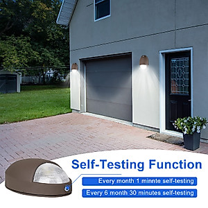 LED Emergency Wall Pack Light with Battery Backup and Photocell, Self Test Diagnostics Commercial Outdoor Aluminum Wall Pack Emergency Light, 12W 120-277V AC, IP65 Waterproof UL Listed (1-Pack)