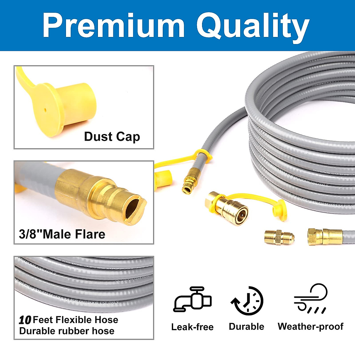 Uniflasy 5249 Propane to Natural Gas Conversion Kit Fits Blackstone 28", 36" Griddles Tailgater Rangetop Combo & Single Burner Rec Stove, 3/8" Natural Hose 10Feet with Quick Connect Fitting