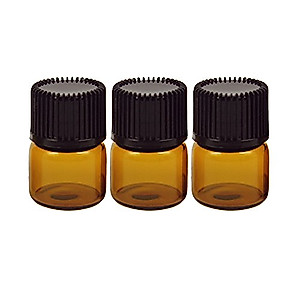 YIZHAO 1ML(1/4 dram) Amber Essential Oils Sample Bottles,Mini glass sample vial with lids, Orifice Reducers, and 2 Transfer Eye droppers-24 Pcs