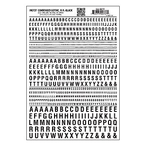 Woodland Scenics MG737 Condensed Gothic R.R. Letters Black 1/16-5/16 WOOU0737