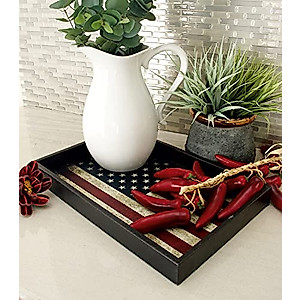 Deco 79 Wood Leather Trays, 21 by 19 by 17-Inch, Navy Blue, Set of 3