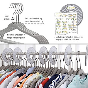 Minnebaby 42-Piece Nursery Organizer Storage Closet Set, Chevron Pattern, Grey