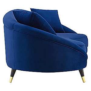 Modway Echo Curved Back Performance Velvet Sofa in Navy