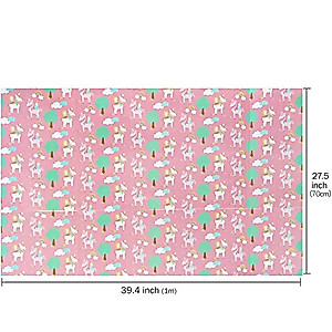MAYPLUSS Birthday Wrapping Paper Jumbo Sheet - 8 Folded Flat - Pink Unicorn - 27.5 inch X 39.4 inch Per Sheet