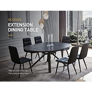 Acanva Extension Oval/Round Dining Table for 6, Expandable Butterfly Leaf & Sturdy Base, Suit for Kitchen, Living Room & Apartment, 51.2”W(+19.7”) x 51.2”D x 30.1”H, Black