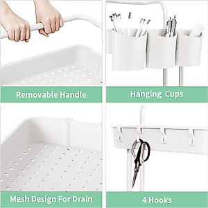 ALVOROG 3-Tier Plastic Rolling Utility Cart,Multi-Functional Storage Trolley for Office