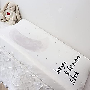 Changing Pad Cover, Love You to The Moon and Back, Diaper Changing Pad Cover for Boys Girls, Jersey Knit Changing Table Mattress Sheet, Soft Breathable