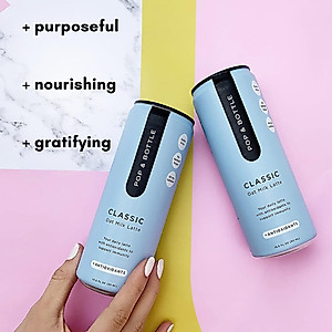 Pop & Bottle, Oat Milk Classic Lattes - Cold Brew, Coffee Berry, MCT Oil, Organic, Dairy Free, Gluten Free, Vegan, Great as Iced Coffee, Lightly Sweetened with Dates - 8 Fl Oz (12 Pack)