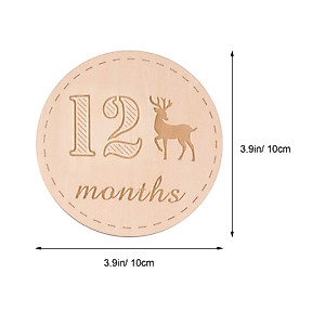 VALICLUD 12pcs Baby Monthly Cards Wooden Discs Milestone Cards Baby First Year Growth Photography Picture Commemoration Props