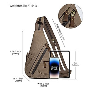 KL928 Canvas Sling Bag - Small Crossbody Backpack Shoulder Casual Daypack Rucksack for Men Women(Large Version)