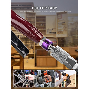 EVOULTES 2-Pack 1/4 Inch NPT Air Fittings, 360° Swivel Male Quick Plug Air Hose Fittings w/Sealant, Industrial Air Tool Swivel Air Hose Connector for Air Compressor Accessories