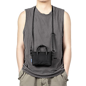 Amazing Pick (Black) Mini Tote Bag for Men Women Small Shoulder Crossbody Cell Phone Bag with Adjustable Shoulder Strap
