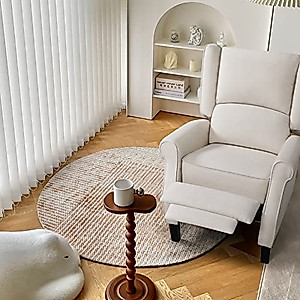 COOLDEX Wingback Recliner Chair with Heat & Massage Feature, Tufted Fabric Accent Chair Sofa for Reading, Living Room and Bedroom (Beige)